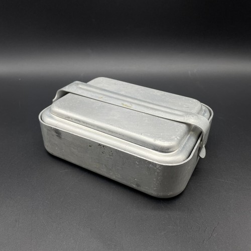 VINTAGE FRENCH MILITARY ALUMINUM RECTANGULAR NESTING 3 PIECE MESS KIT ...