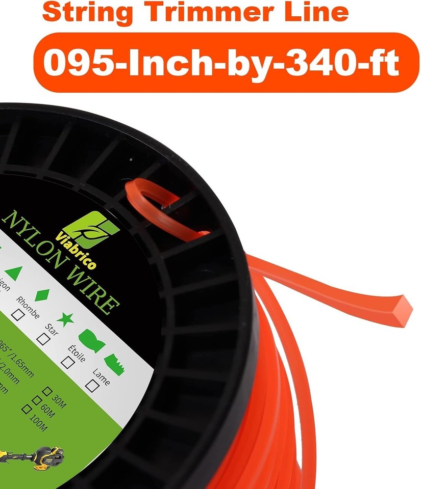 String Trimmer Line, Heavy Duty Orange Square String Weed Eater Line ...