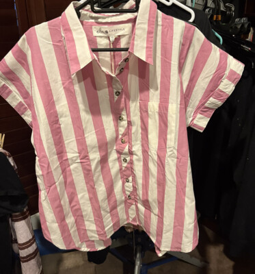BNWT Elm Lifestyle Shirt Size 10 Pink Stripe RRP $99.95 | eBay Australia
