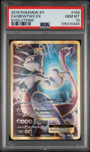 Mewtwo EX Full Art 2016 Pokemon XY Evolutions Gold #103 PSA 10 English ...