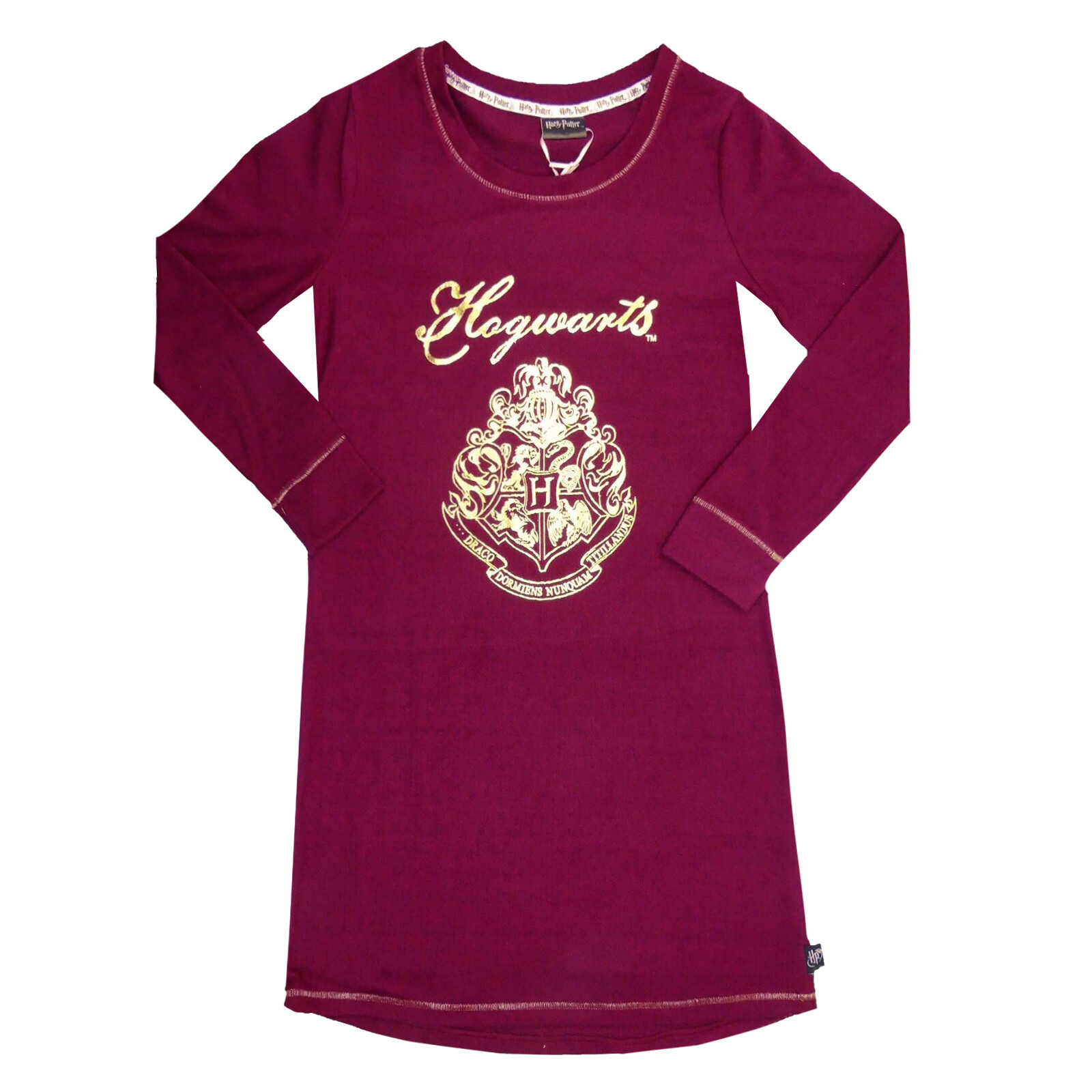 Licensed Ladies Womens Harry Potter Maroon Hogwarts Nightie Nightshirt ...