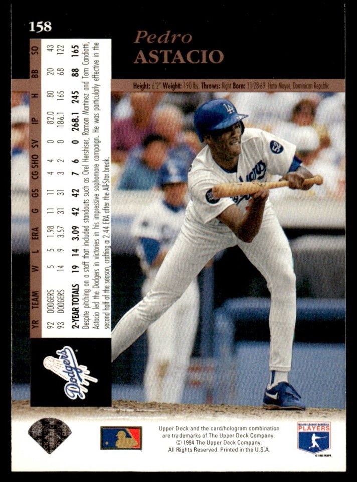1994 Upper Deck #158 Pedro Astacio Los Angeles Dodgers | eBay