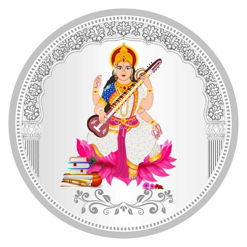 Saraswati Mata Coin Pure Silver 999 BIS Hallmarked Sarasvati Silver ...