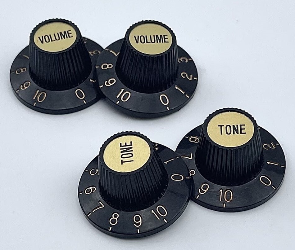 Black Witch Hat Control Knobs with Gold Inserts for Gibson Pots Epiphone Gold | eBay