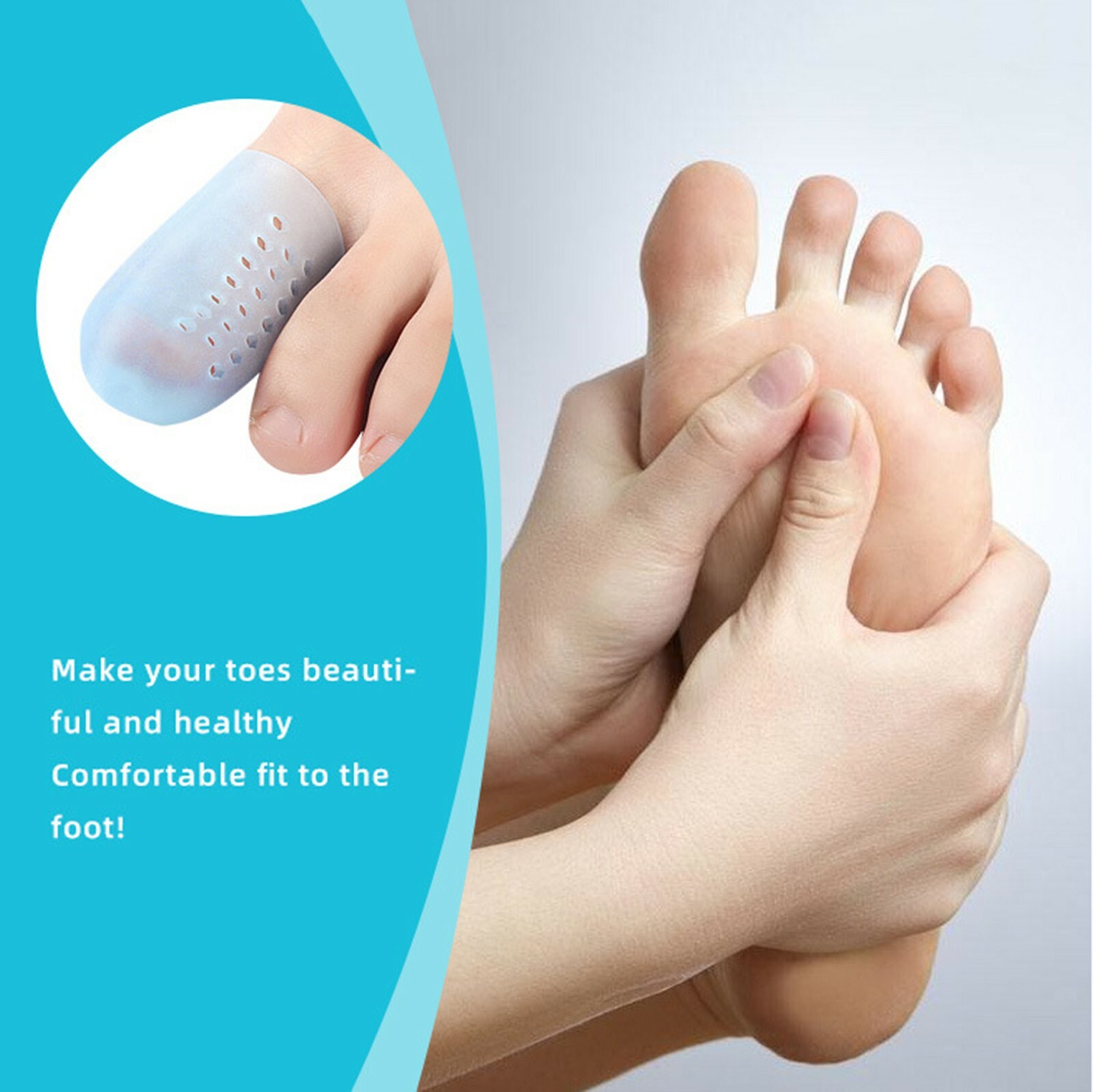 Gel Toe Protector Silicone Toe Caps Toe Sleeve Protectors Prevents Pain ...