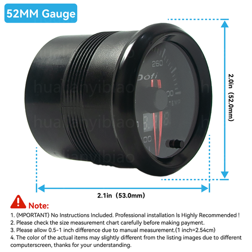 2" 52mm Digital & Pointer 7 Color LED Oil Temp Gaue Oil Temperature ...