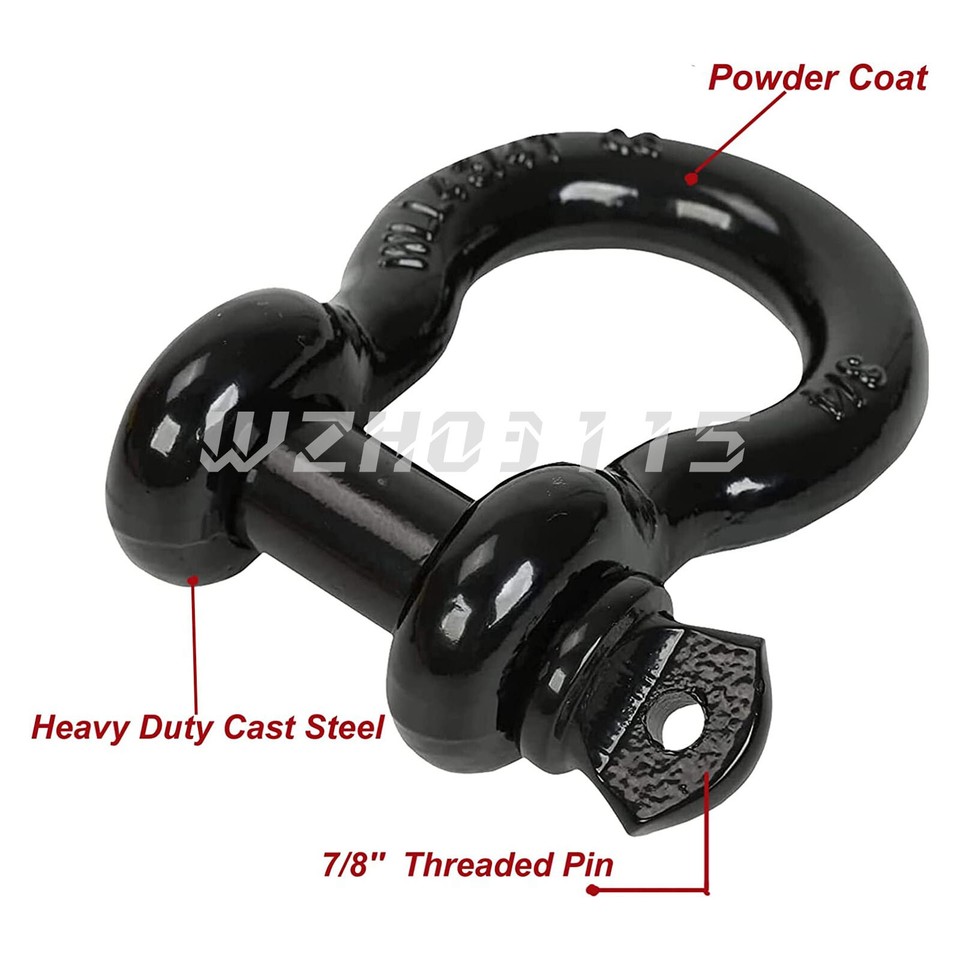 4 Pack D Ring Shackle w 7/8" Screw Pin 57,000Ibs Break Strength, 3/4 ...