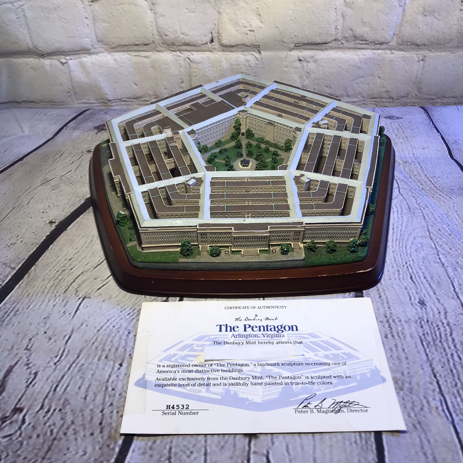 Danbury Mint "The Pentagon" Landmark Sculpture Certificate of ...