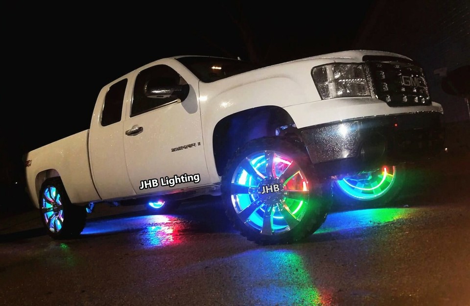 JHB 15.5"Remote APP DOUBLE ROW CHASING Flow Truck LED Wheel Rings ...