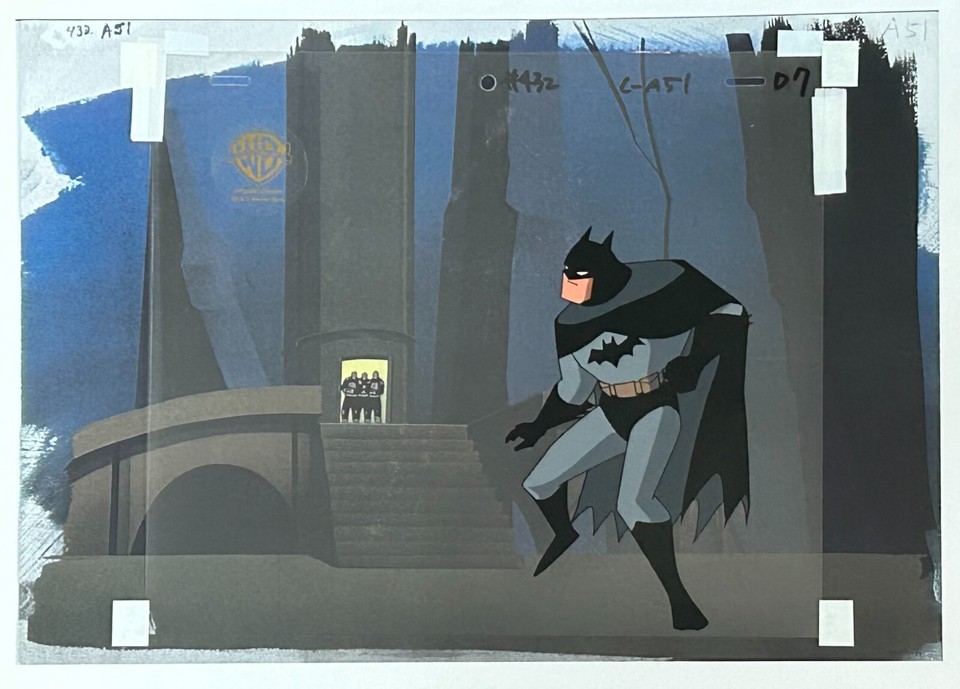 BRUCE TIMM rare BATMAN cel D7 Full Body OVER THE EDGE Batcave BTAS WB ...