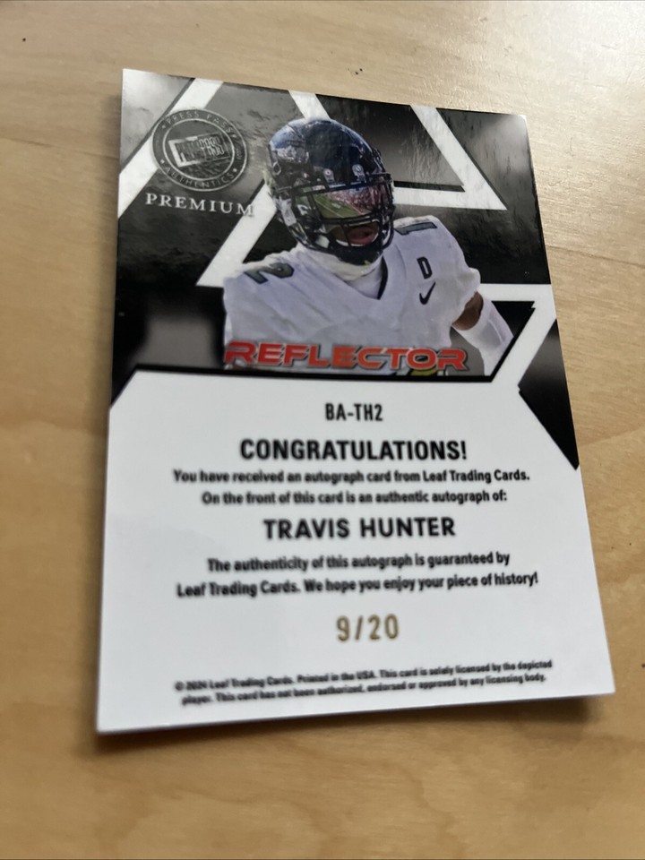 Travis Hunter Colorado Heisman 2024 Leaf Press Pass AUTO CARD 9/20 | eBay