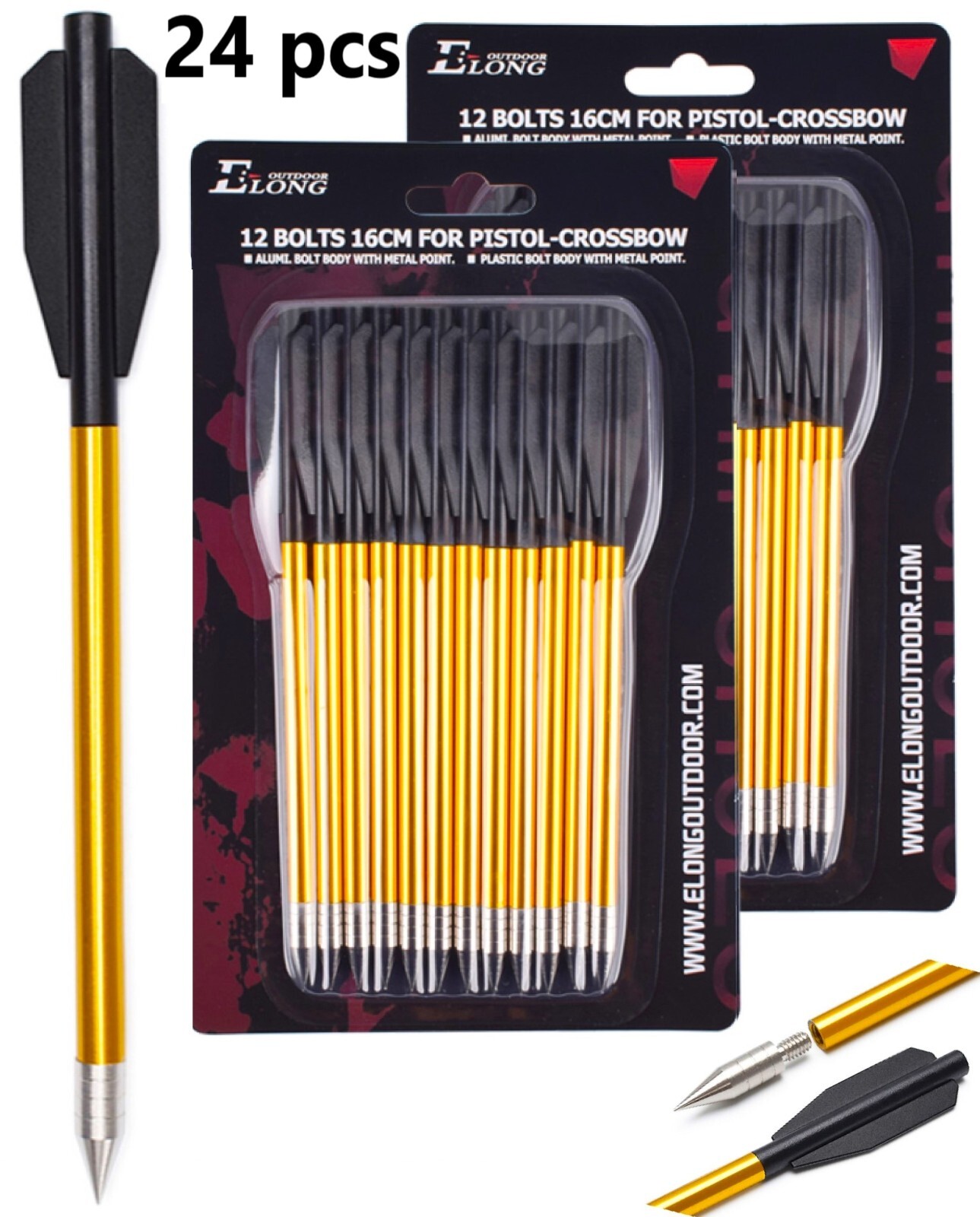 12 24 36 48 ALUMINUM BOLTS 6.3in METAL ARROWS 50 80 lb PISTOL CROSSBOW ...