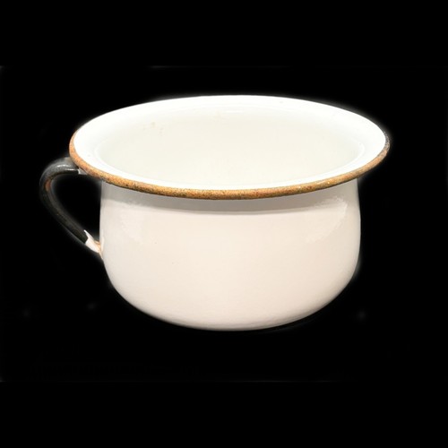 White Black Enamelware Bedpan Chamber Pot Basin Bowl Planter Vintage 8. ...