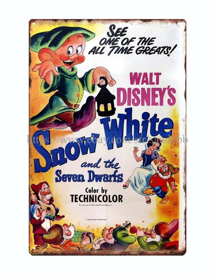 retro signs for sale Snow White and Seven Dwarfs metal tin sign | eBay