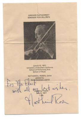 Nathaniel Rosen Cellist Signed Seminar Program | eBay