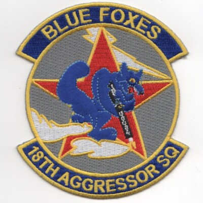 4" USAF AIR FORCE 18TH AGGRESSOR SQUADRON BLUE FOXES EMBROIDERED JACKET ...