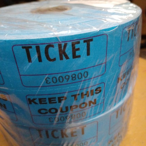2 Rolls 1000 Double Numbered Ticket roll fundraiser prize show event ...