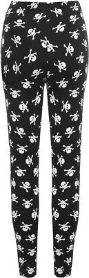 Womens Soft Stretchy Full Length Skull and Bone Print Ladies Leggings ...