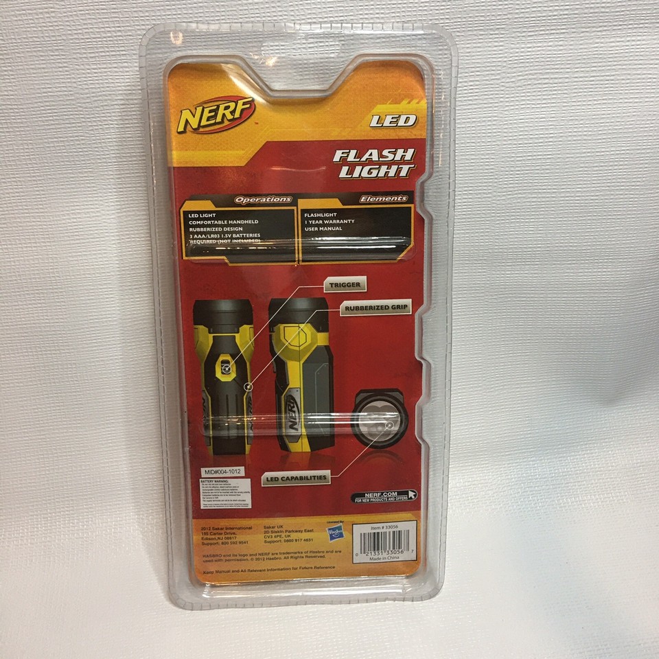 NERF LED Flashlight Super Bright Rubberized Yellow Black Hasbro NIP | eBay