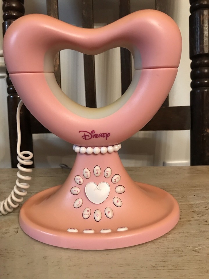 WALT DISNEY PINK PRINCESS HEART SHAPED HOME CORDED PHONE / TELEPHONE ...