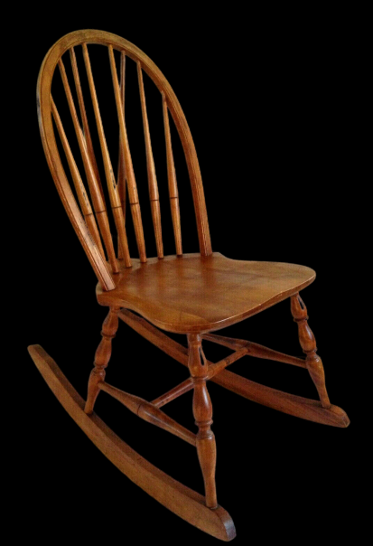 Vtg S BENT & BROS. Rocking Chair 8 Brace Back w Tail Support Windsor ...