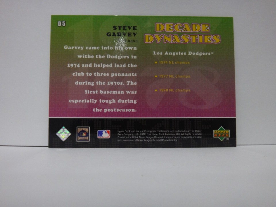 2001 Upper Deck Decade 1970's Decade Dynasties Steve Garvey #D5 | eBay