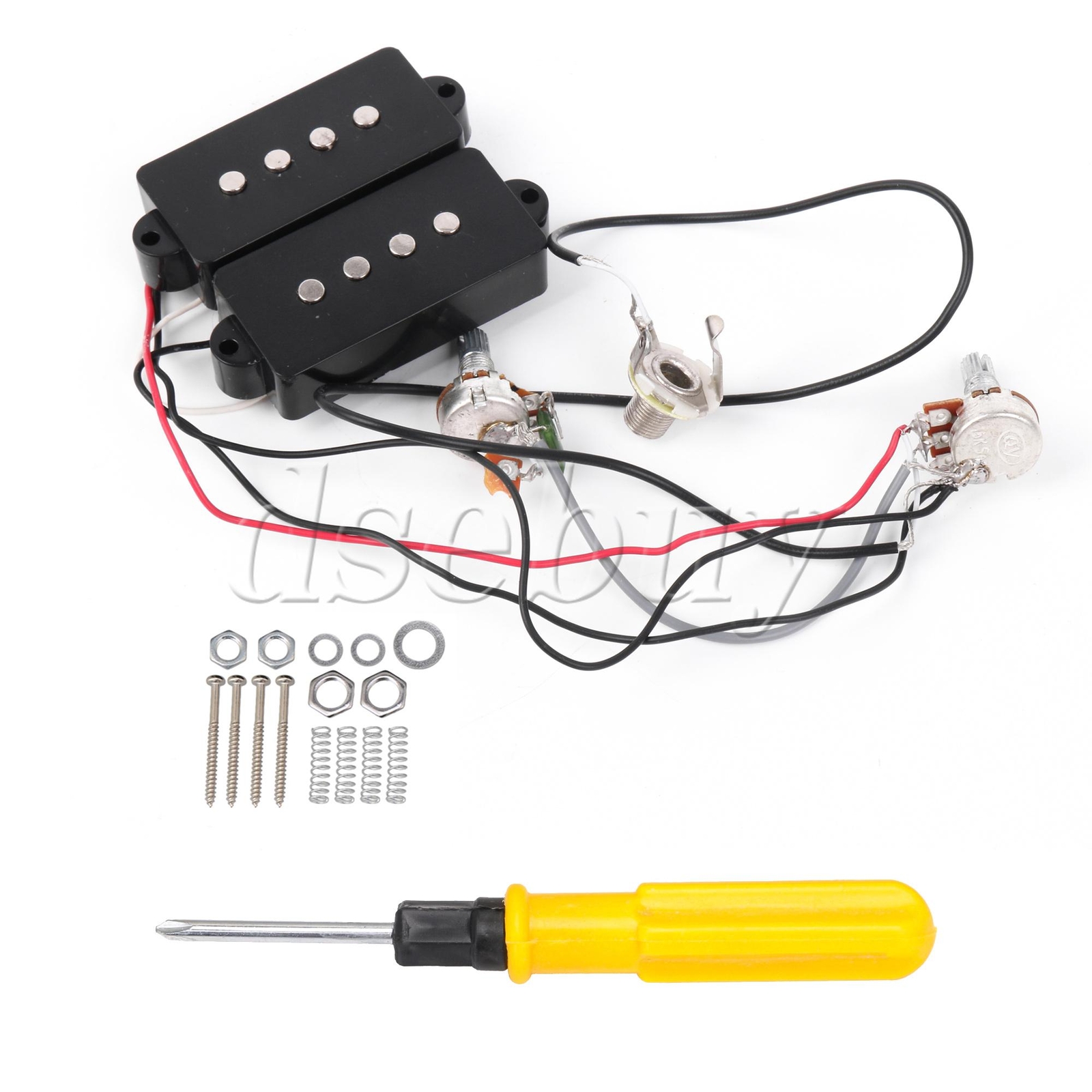 Black Bass Prewired Pickups for 4-String Ceramic Magnets w/ Screwdriver ...
