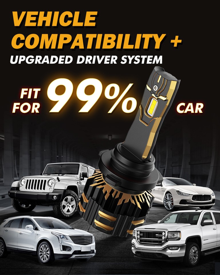 AUXBEAM Canbus 9005 H11 LED Headlight Bulbs Kit High Low Beam 6500K ...