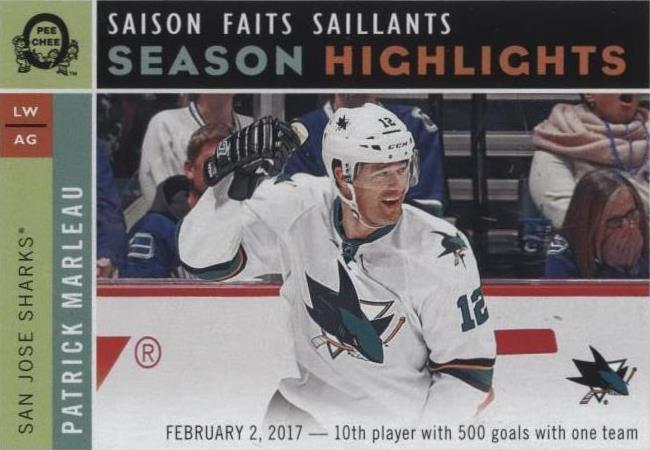 2017-18 O-Pee-Chee - Season Highlights Patrick Marleau #557 Retro for ...