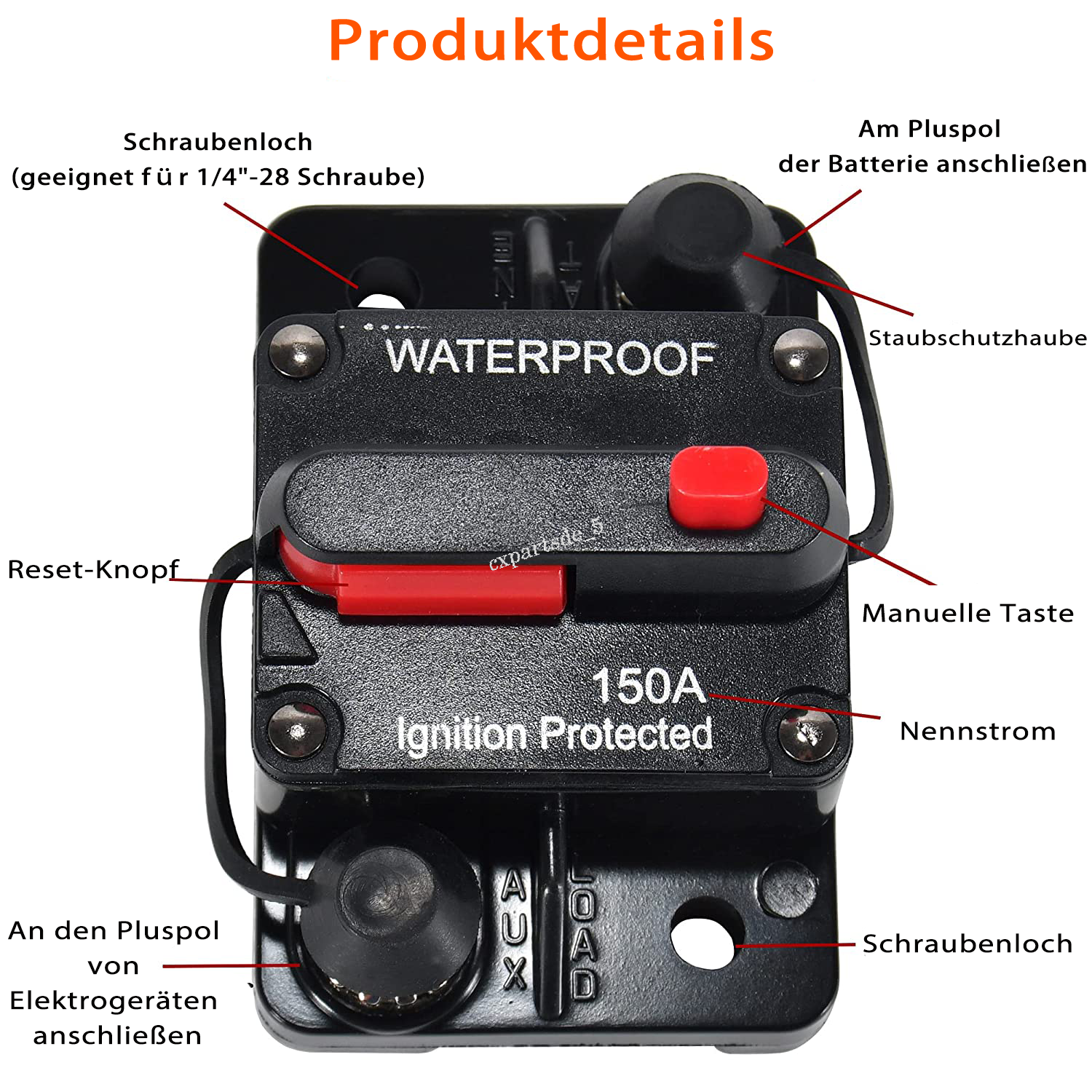 30A-250A Auto Leistungsschalter Sicherung Automat 12V-48V Kfz ...