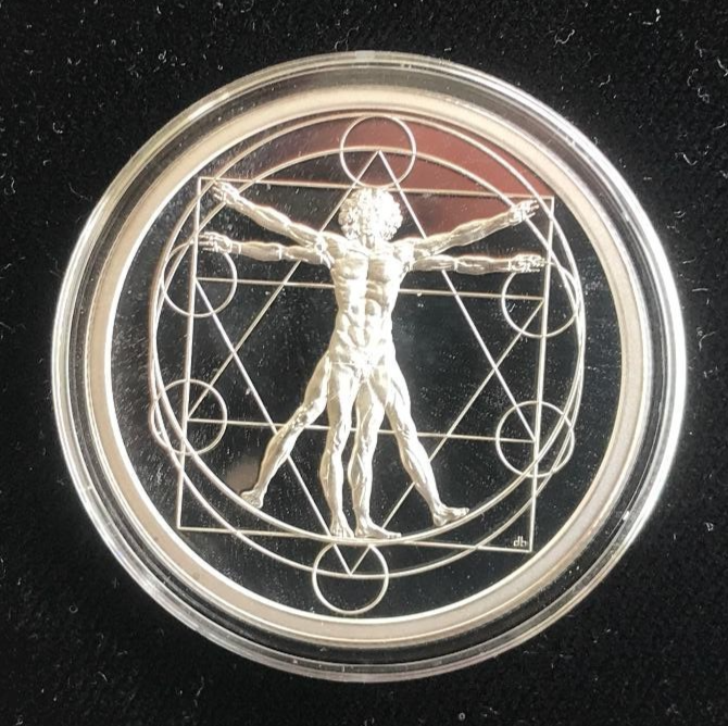 2020 VITRUVIAN MAN PROOF SILVER MEDALLION ~ 0.999 FINE ~ SACRED ...