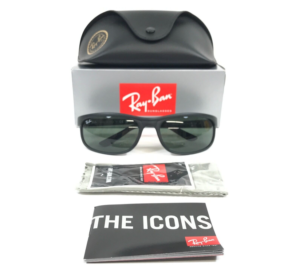 Ray-Ban Sunglasses RB2027 W1847 Matte Black Rectangle Frames with Green ...