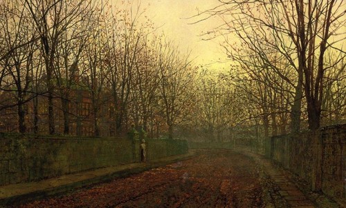 Dream-art Oil painting John-Atkinson-Grimshaw-An-Autumn-Lane landscape ...