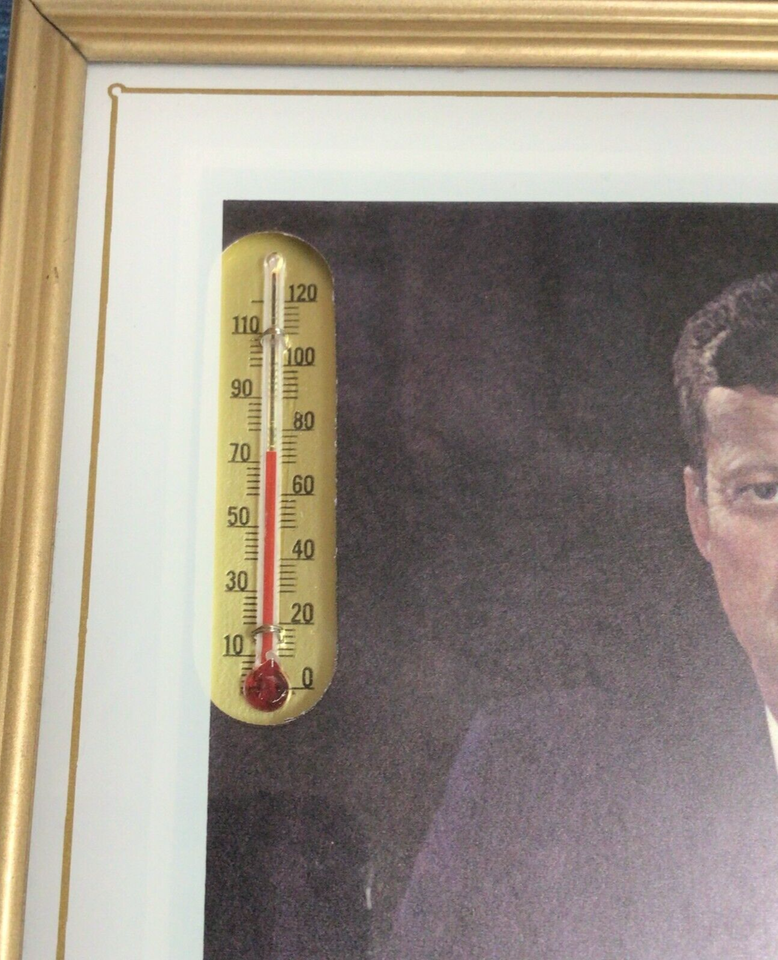 Vtg 1967 John F. Kennedy Portrait Thermometer Calendar Advertising JFK ...