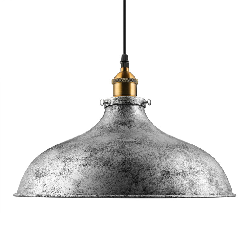 Vintage Silver Metal Pendant Lighting Kitchen Warehouse Single Hanging ...