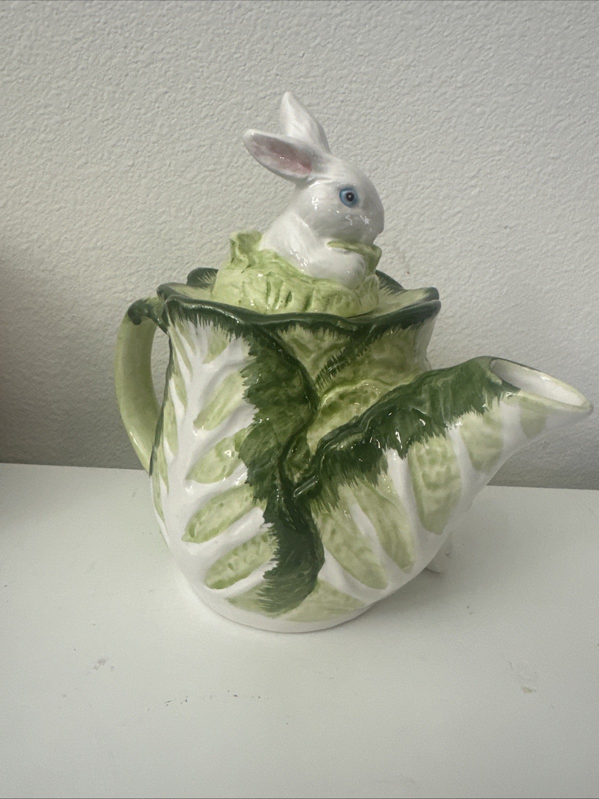 Bunny In Cabbage Teapot Rabbits Easter Vintage 9" | eBay