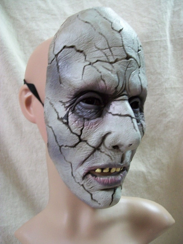 Creepy Cracked Zombie Costume Mask Corpse Broken Statue Mummy Dead ...