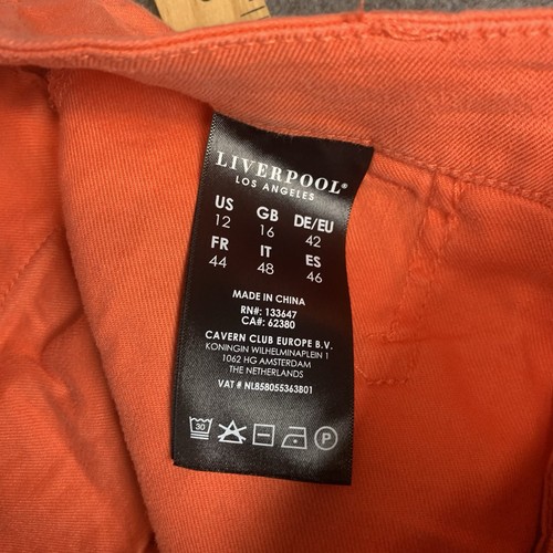 Liverpool Shorts Womens 12/31 Linen Hot Coral High Rise Stretch Beach ...