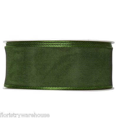 Dark Green fabric ribbon 40mm (1.5 inch) wide full 25m roll taffeta ...