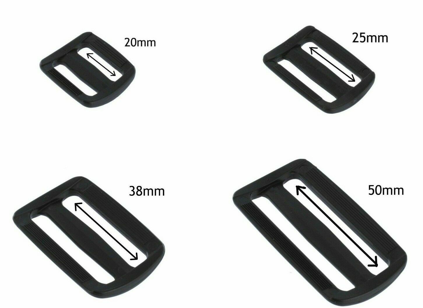 PLASTIC DELRIN 3 BAR SLIDES TRI GLIDE BUCKLES BLACK FOR WEBBING SIZE ...