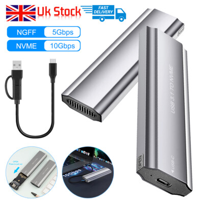 UK M.2 NVMe / SATA SSD Enclosure Caddy USB 3.1 Type C M2 PCIe NGFF ...