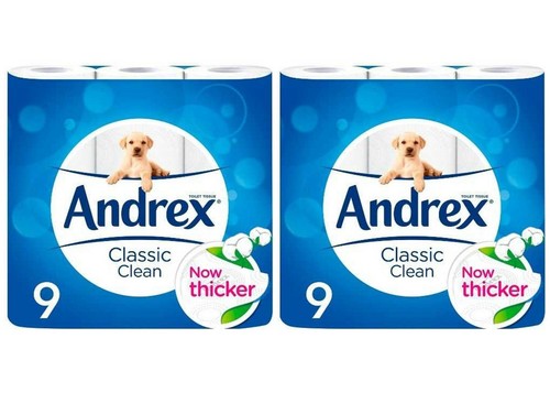Andrex Classic Clean Toilet Tissue, 9 Pack 2 Total 18 Tissue | eBay UK