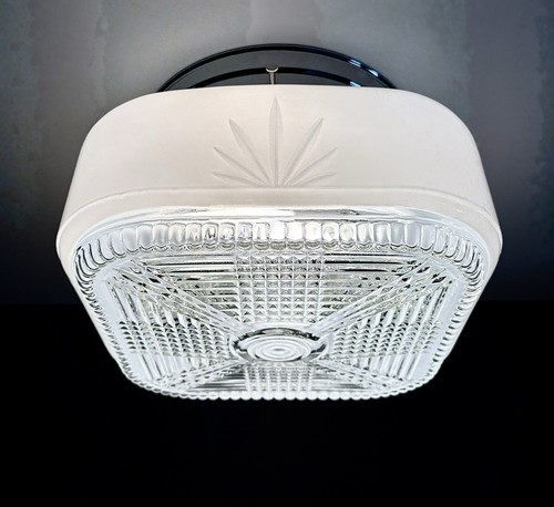 Antique 1940s 50s Art Deco Retro Machine Age Geometric Ceiling Light ...