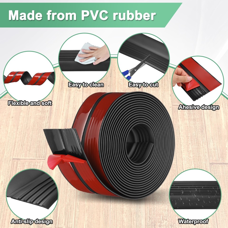 Stair Edge Trim 20FT Vinyl Rubber Stair Nosing for Stairs [Black,1.89 ...