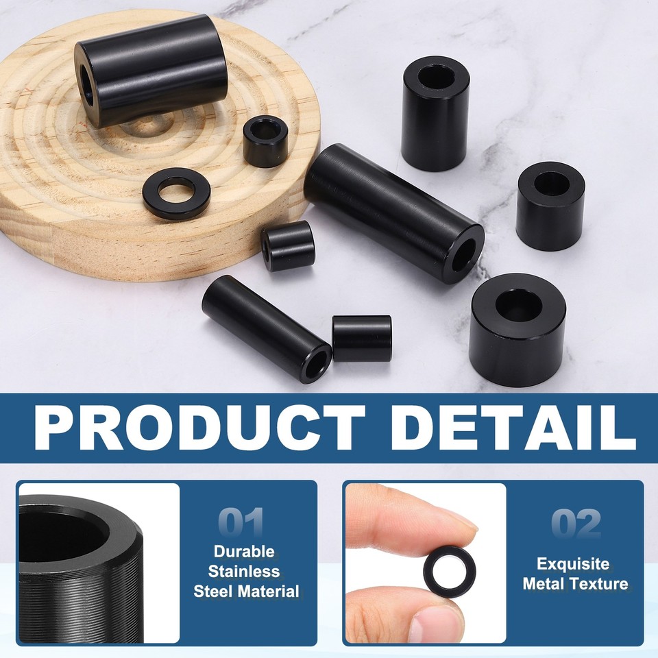 8pcs M8 Aluminium Spacers, M8 IDx1/2" ODx1/2" Length, Black | eBay
