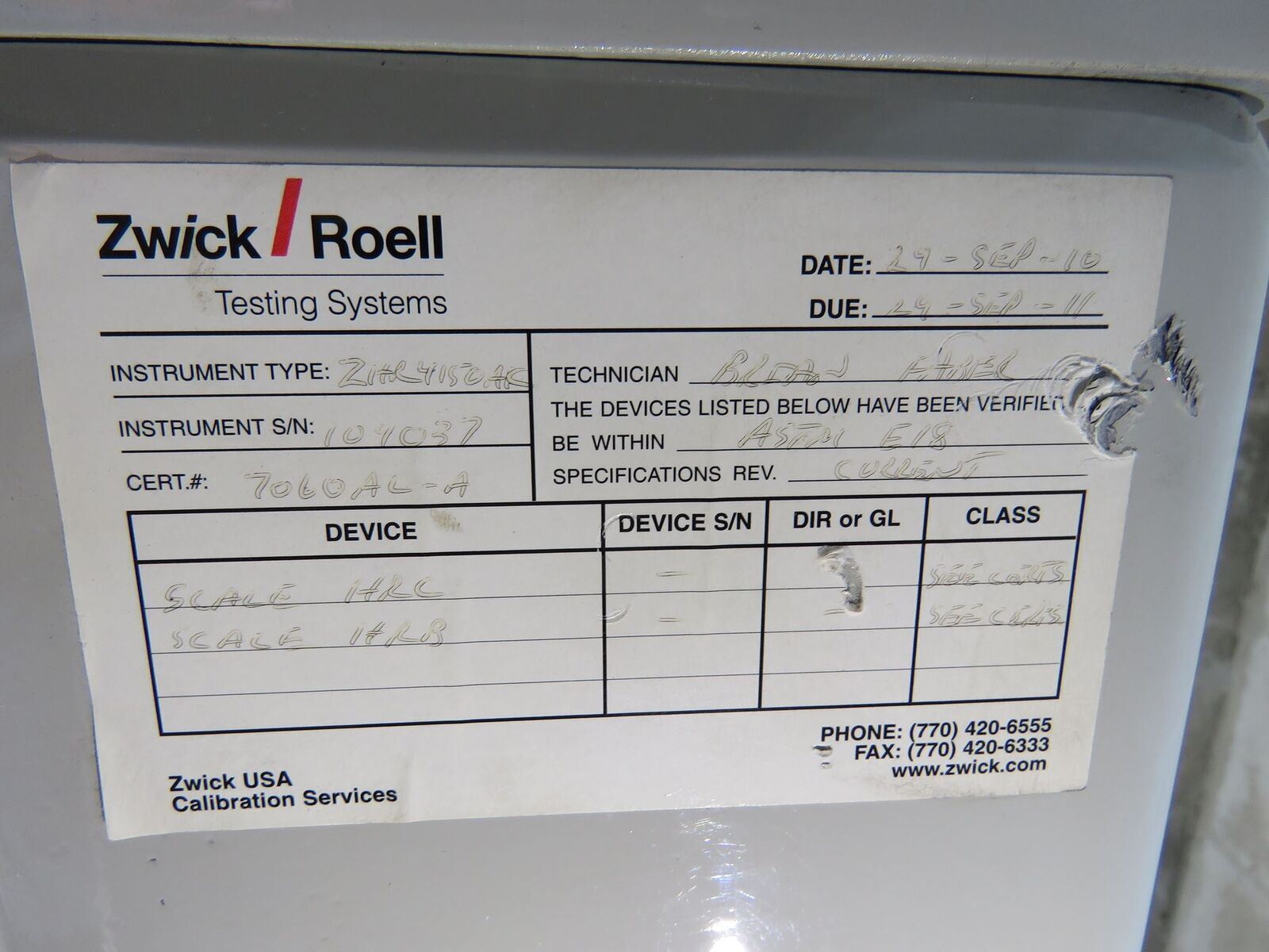 Zwick Roell ZHR Material Hardness Tester Machine Indentec 4150AK | eBay