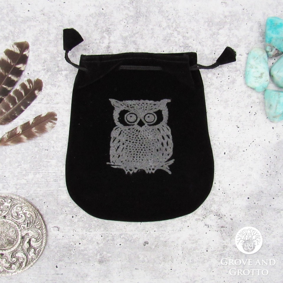 NEW Owl Drawstring Bag 5" - For Dice, Runes, or Crystals Black Velvet ...