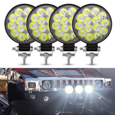 1/2/4pcs 42W Spot Work LED Light Bar Round Lamp Driving Offroad SUV Car ...