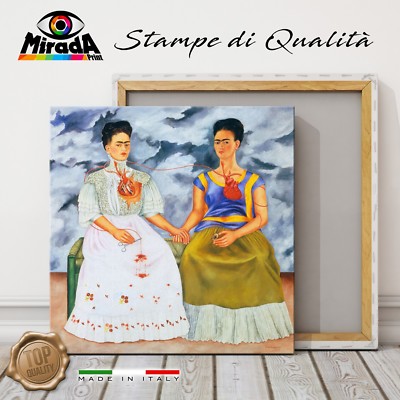 QUADRO Frida Kahlo Le due Frida STAMPA TELA CANVAS ARTE donne colore ...
