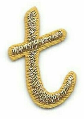 5/8" Gold Script Cursive Alphabet Lowercase Letter t Embroidered Patch ...